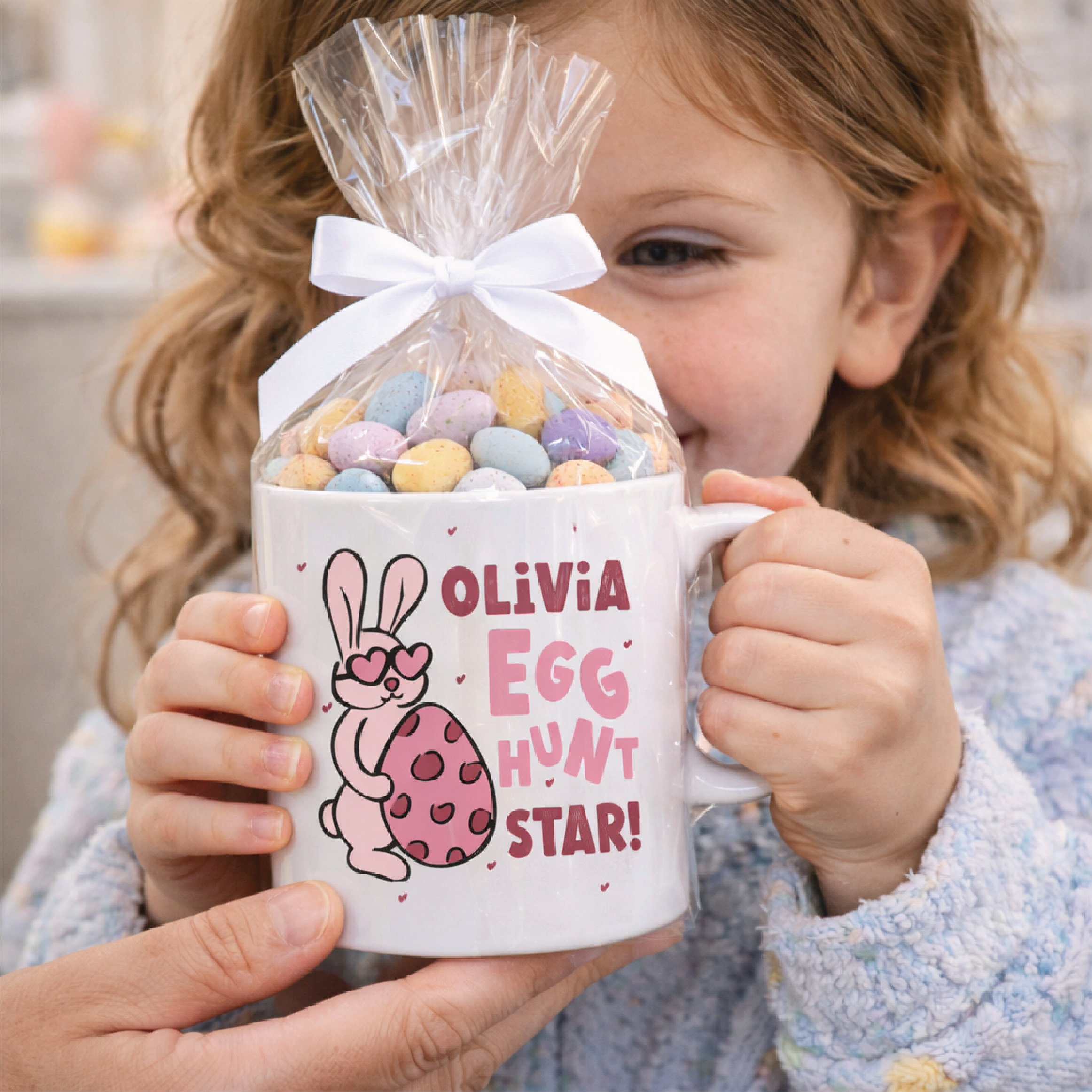 Personalised Easter Egg Hunt Star Mug Filled with Mini Eggs - Yumbles.com