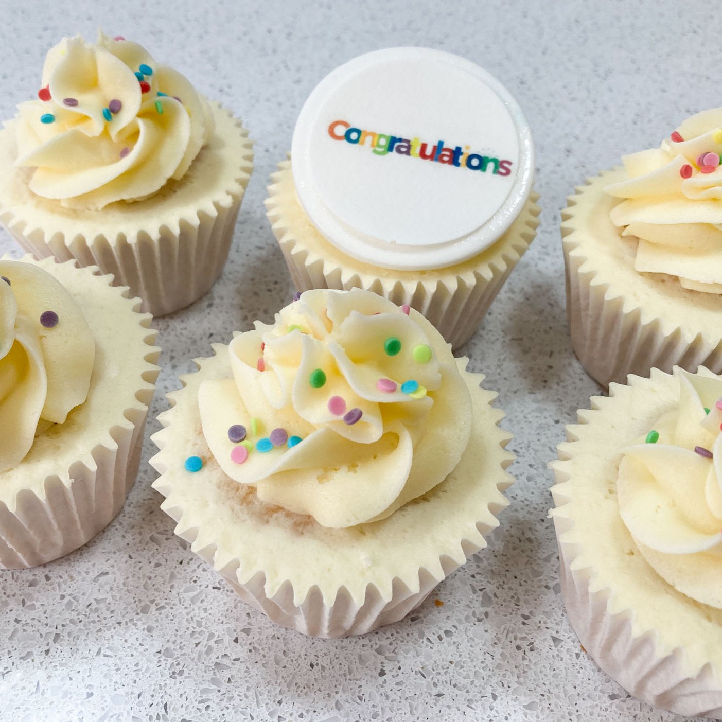 Multicoloured Congratulations Gift Box of Cupcakes - Yumbles.com