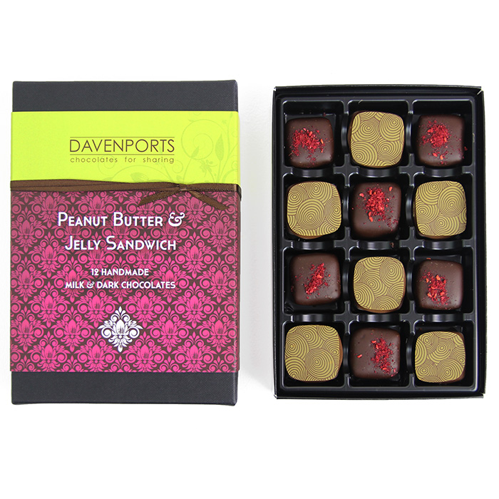 Peanut Butter & Jelly Sandwich Gift Box of Handmade Chocolates, 12 ...