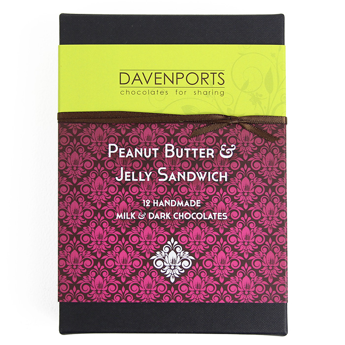 Peanut Butter & Jelly Sandwich Gift Box of Handmade Chocolates, 12 ...
