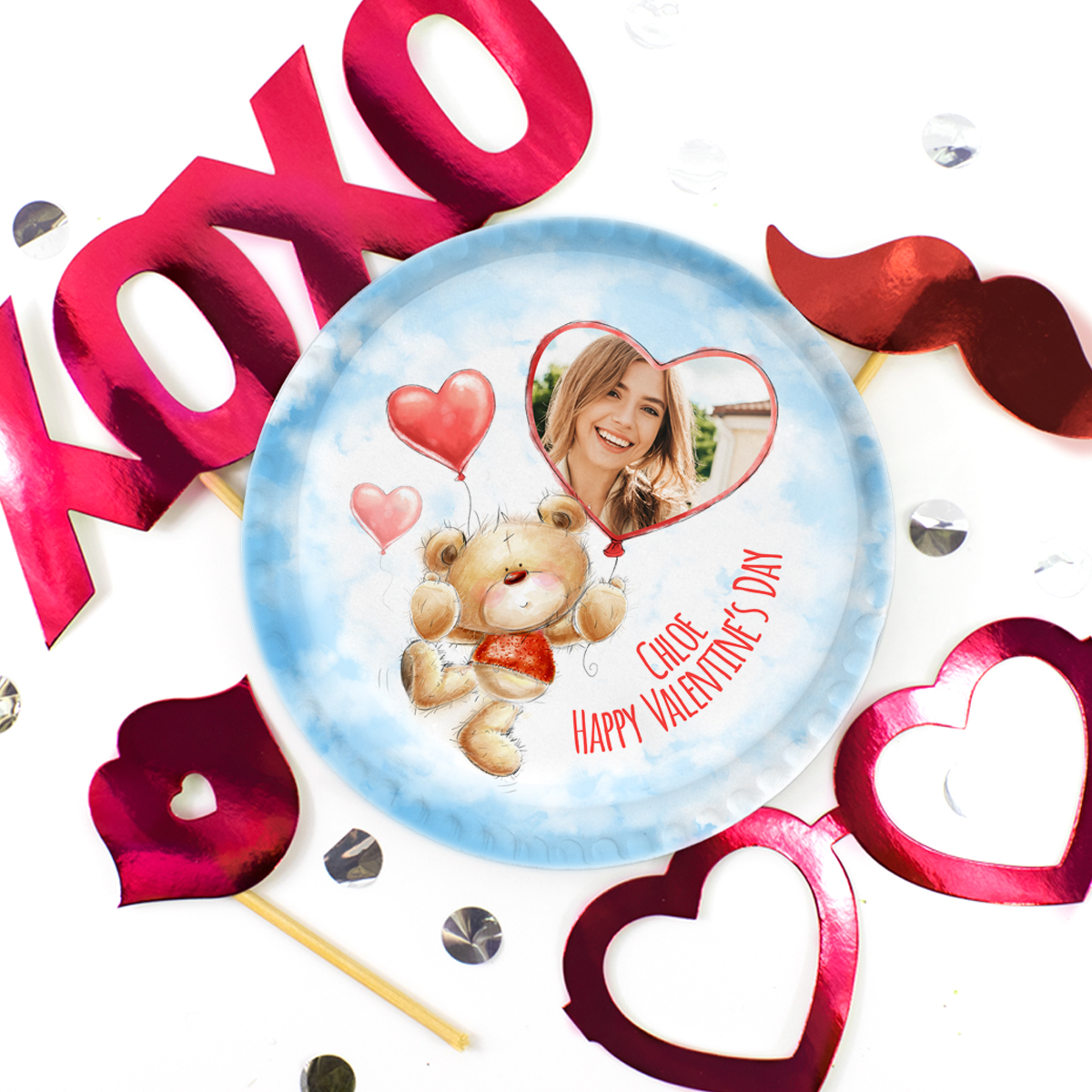 Ted Heart Photo Balloons Letterbox Cake - Valentines Gift - Yumbles.com