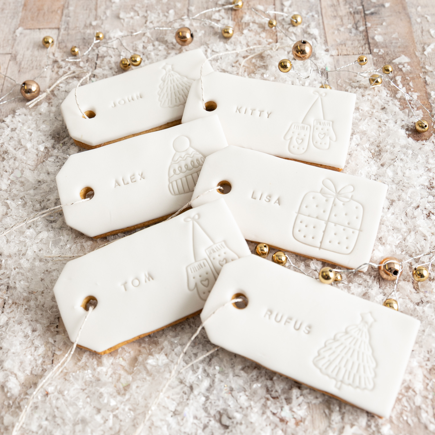 Edible Christmas Place Settings/Gift Tag Biscuits - Set of 12 (white ...