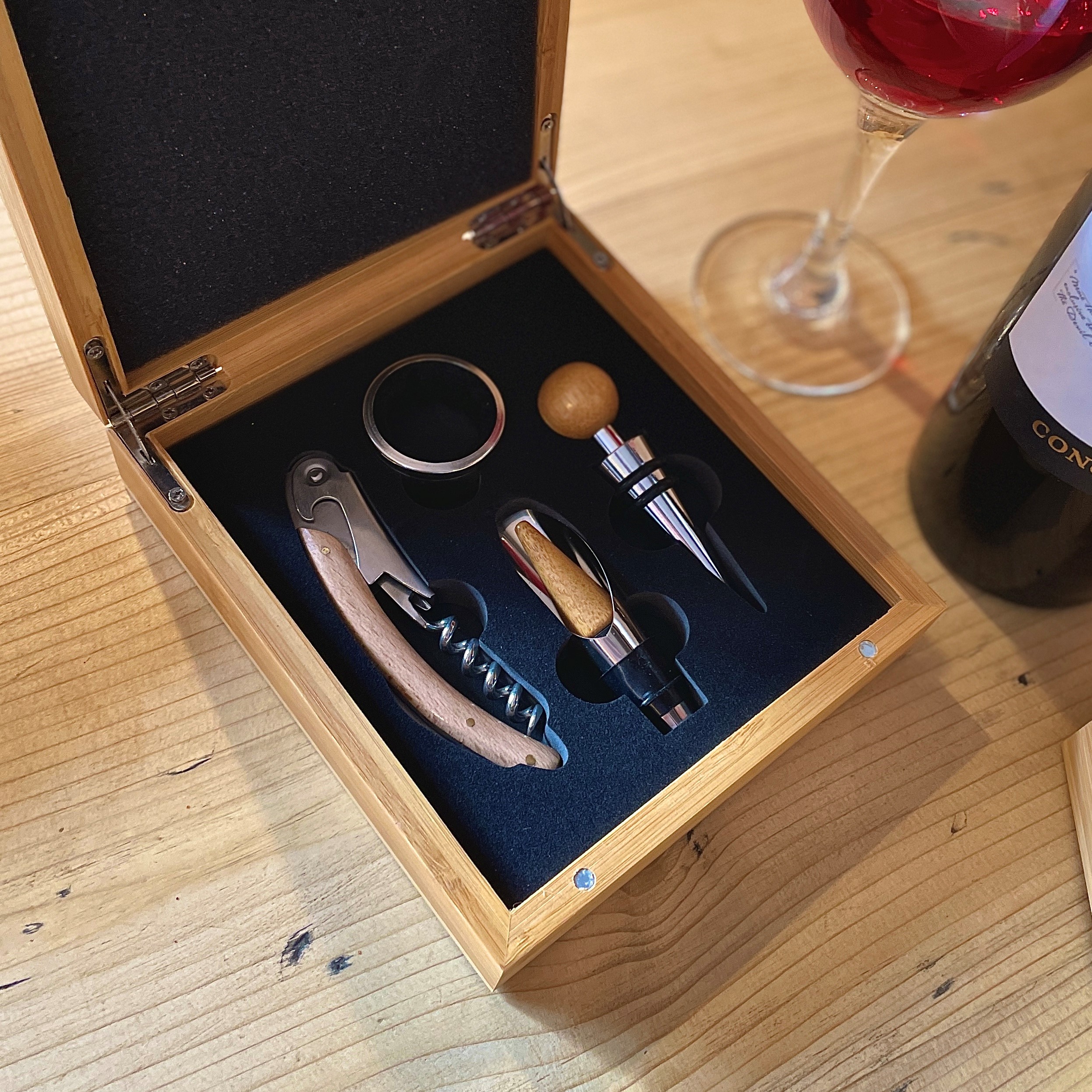 Personalised Bamboo Wine Set - Yumbles.com
