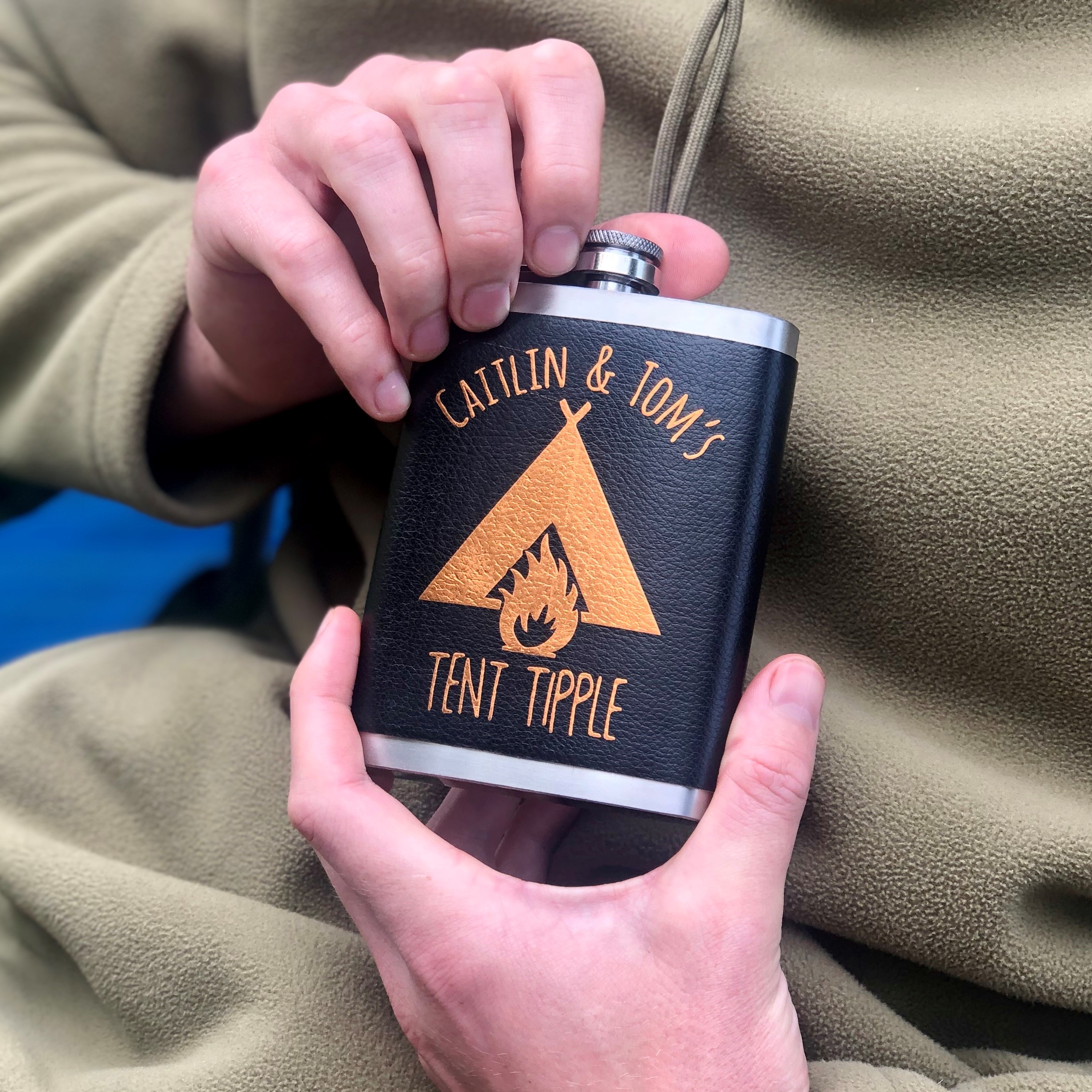 Personalised Camping Hip Flask - Yumbles.com