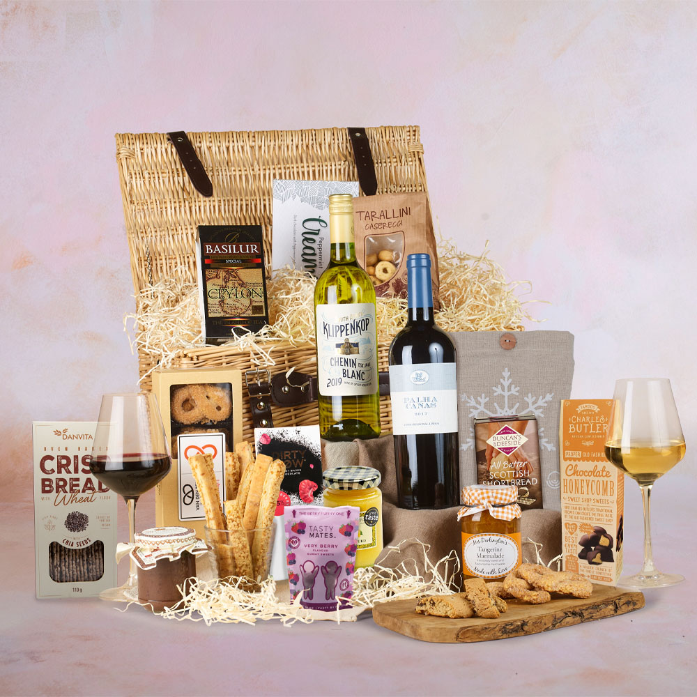 Indulgence Hamper in Wicker Basket - Yumbles.com