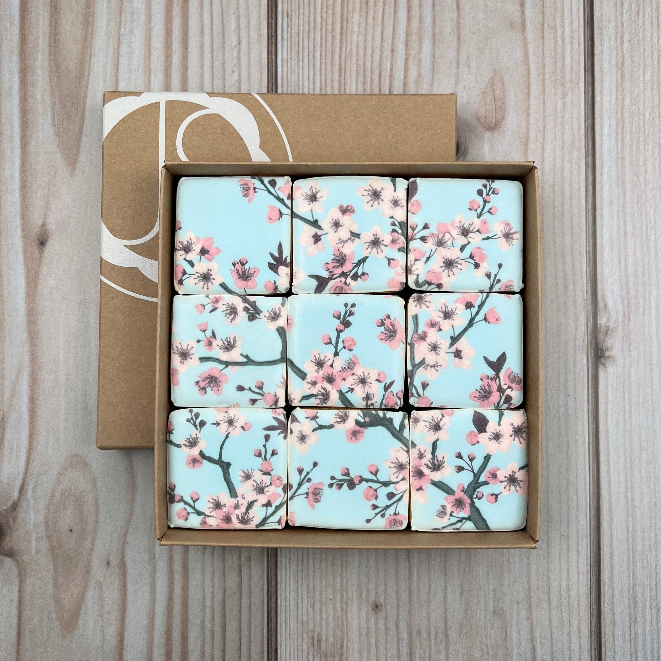 Pink Blossom Tile Biscuit Box - Yumbles.com
