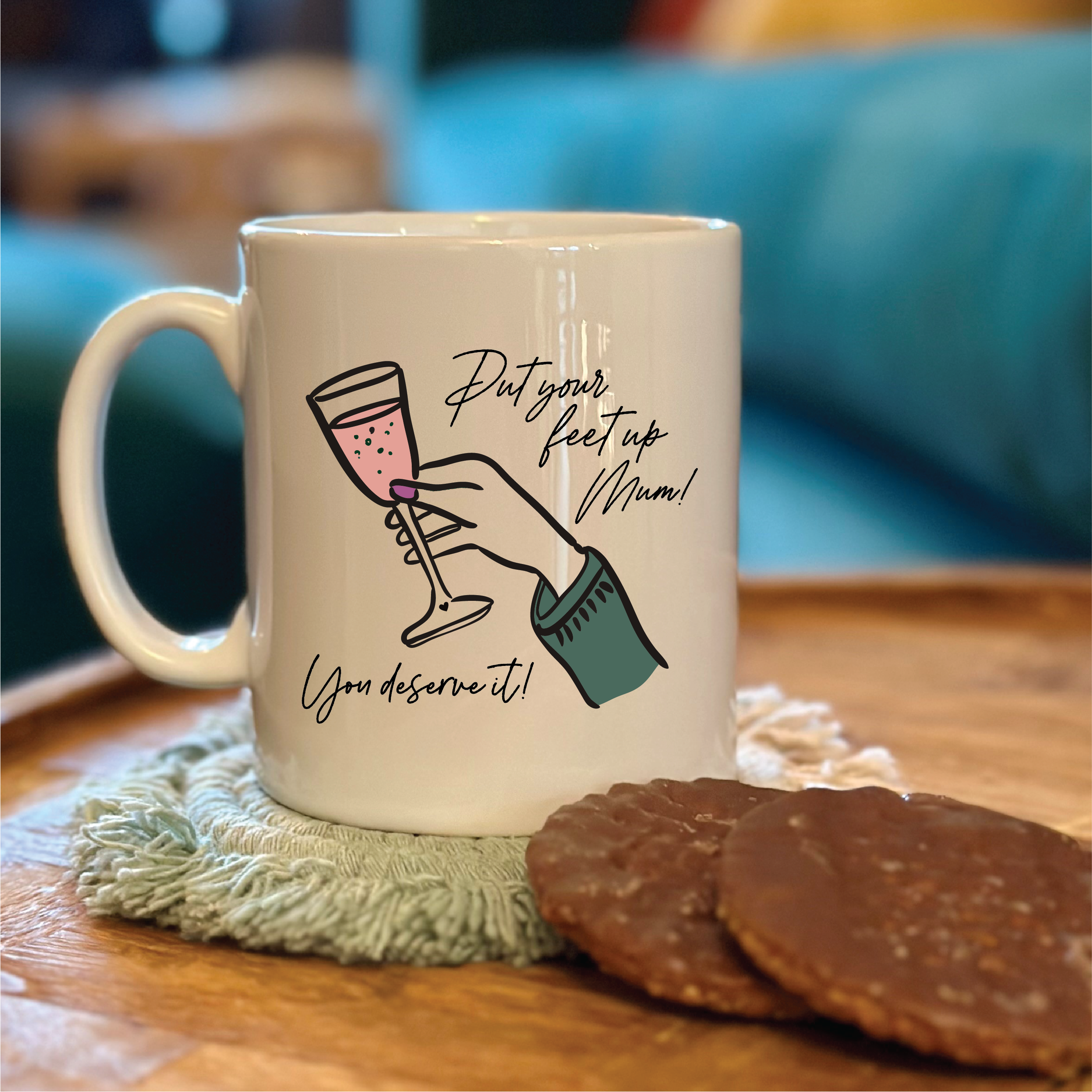 Personalised Prosecco Glass Feet Up Mum Mug - Yumbles.com