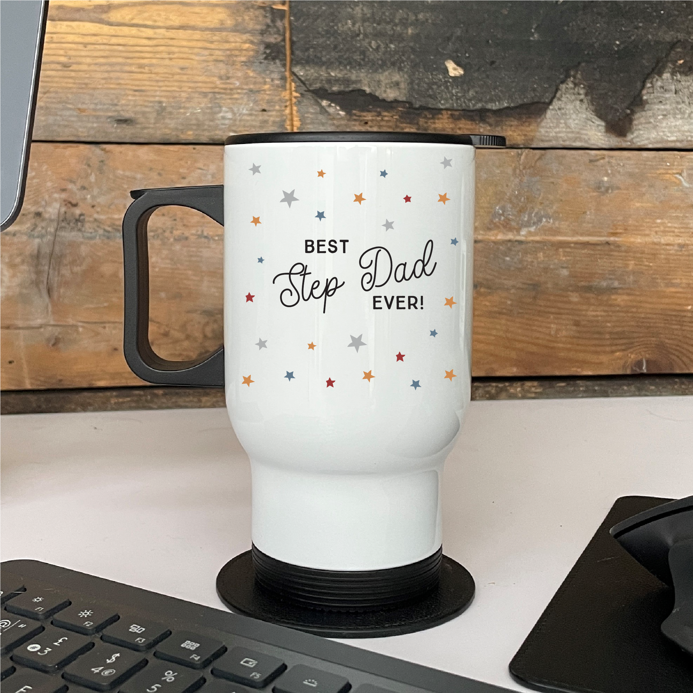 Personalised Scattered Star Step Dad Travel Mug - Yumbles.com