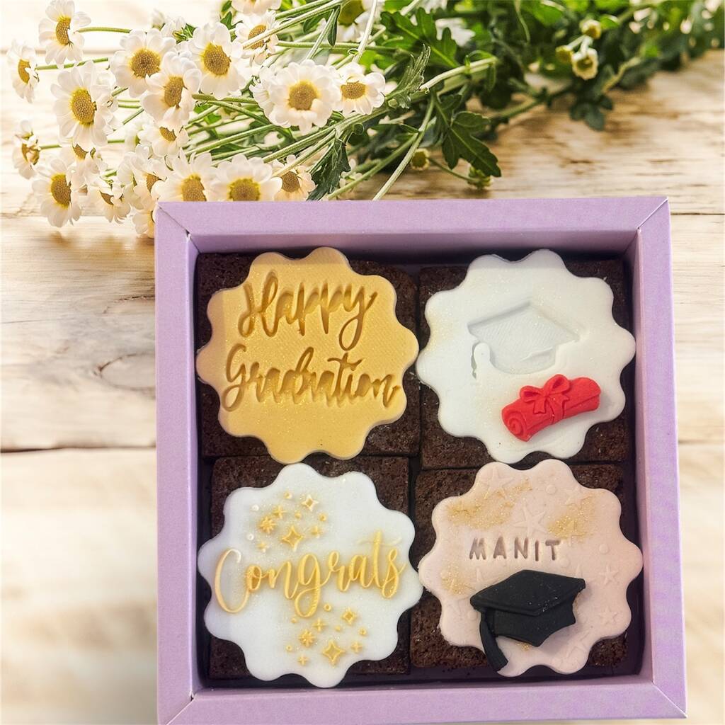 Graduation Personalised Belgian Chocolate Brownie Gift - Yumbles.com