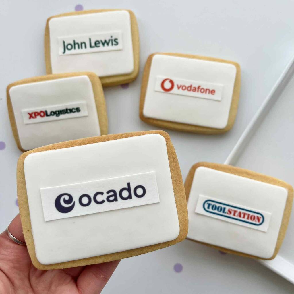 Corporate Edible Small Logo Biscuits - Bulk Buy - Rectangle Shape ...
