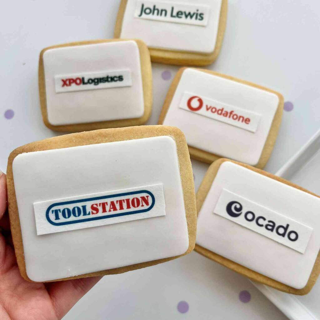 Corporate Edible Small Logo Biscuits - Bulk Buy - Rectangle Shape ...