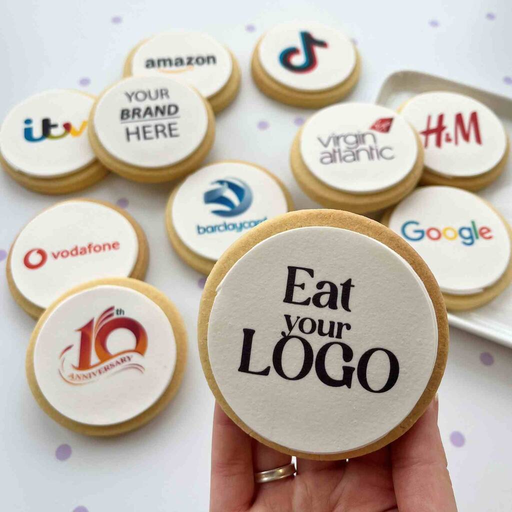 Corporate Edible Logo Biscuits - Bulk Buy - Round Shape - Yumbles.com