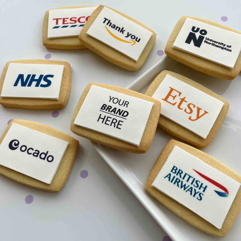 Corporate Edible Logo Biscuits - Bulk Buy - Rectangle Shape - Yumbles.com