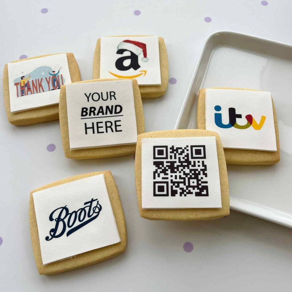 Corporate Photo Biscuits - QR Code Cookies - Yumbles.com