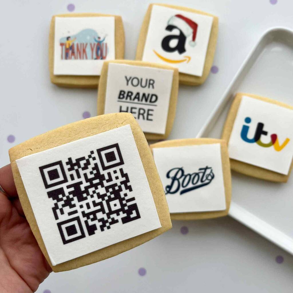 Corporate Photo Biscuits - QR Code Cookies - Yumbles.com