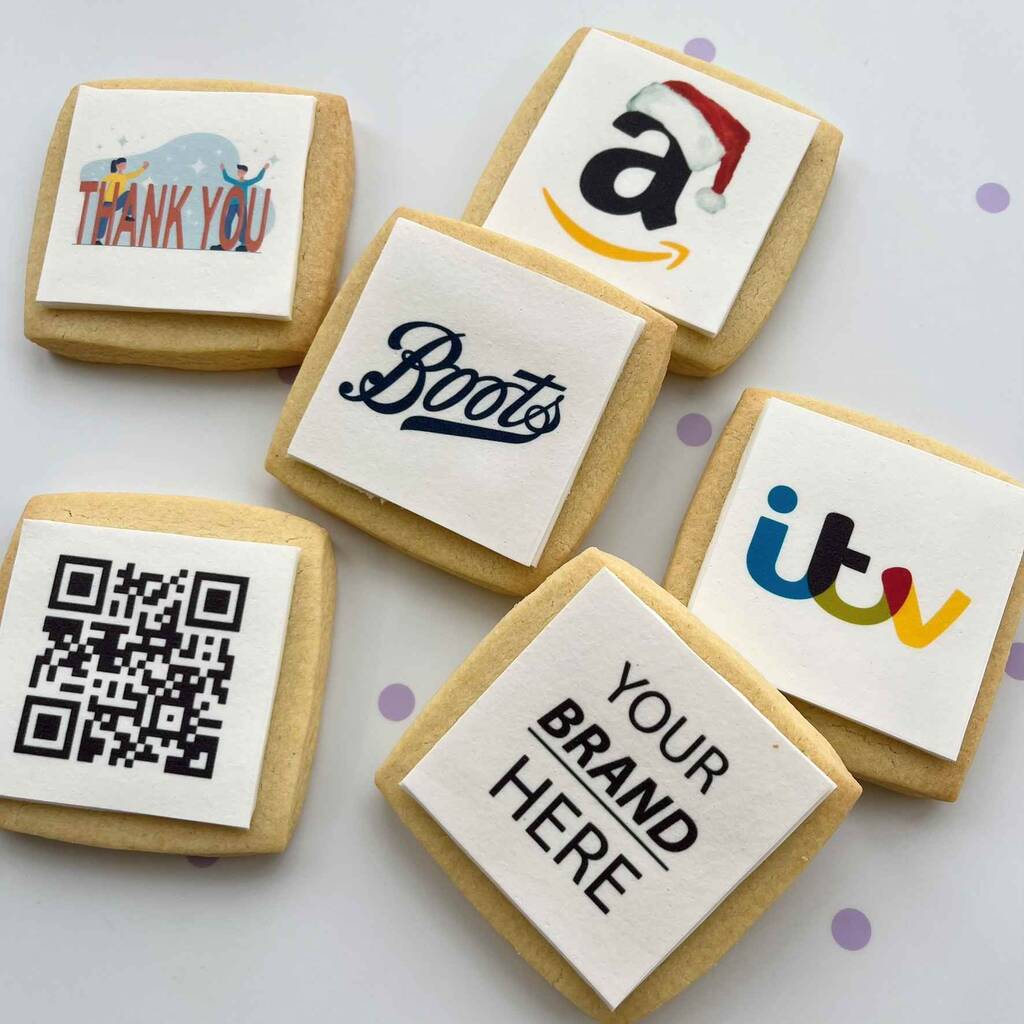Corporate Photo Biscuits - QR Code Cookies - Yumbles.com