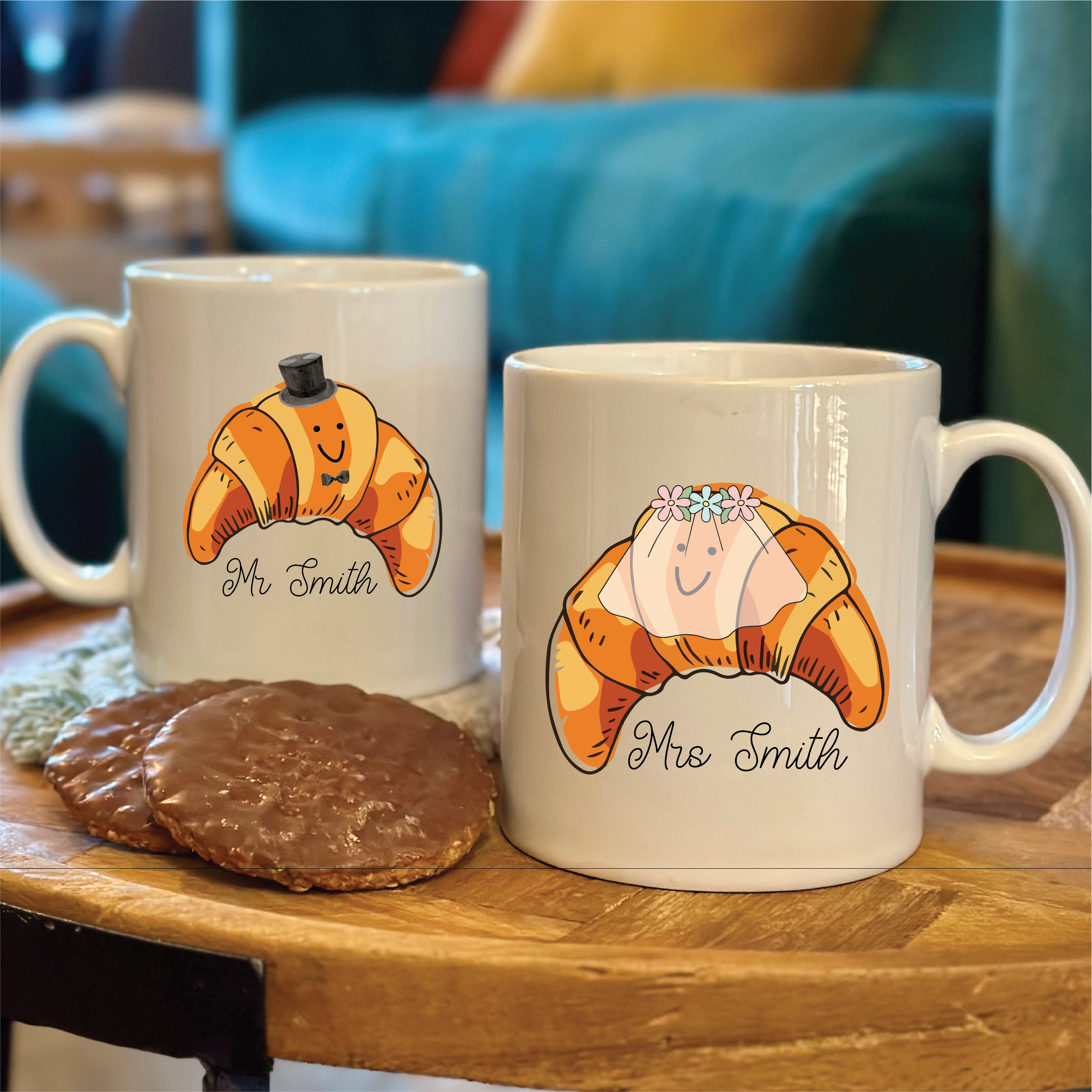 Personalised Set Of Two Wedding Croissant Mugs - Yumbles.com