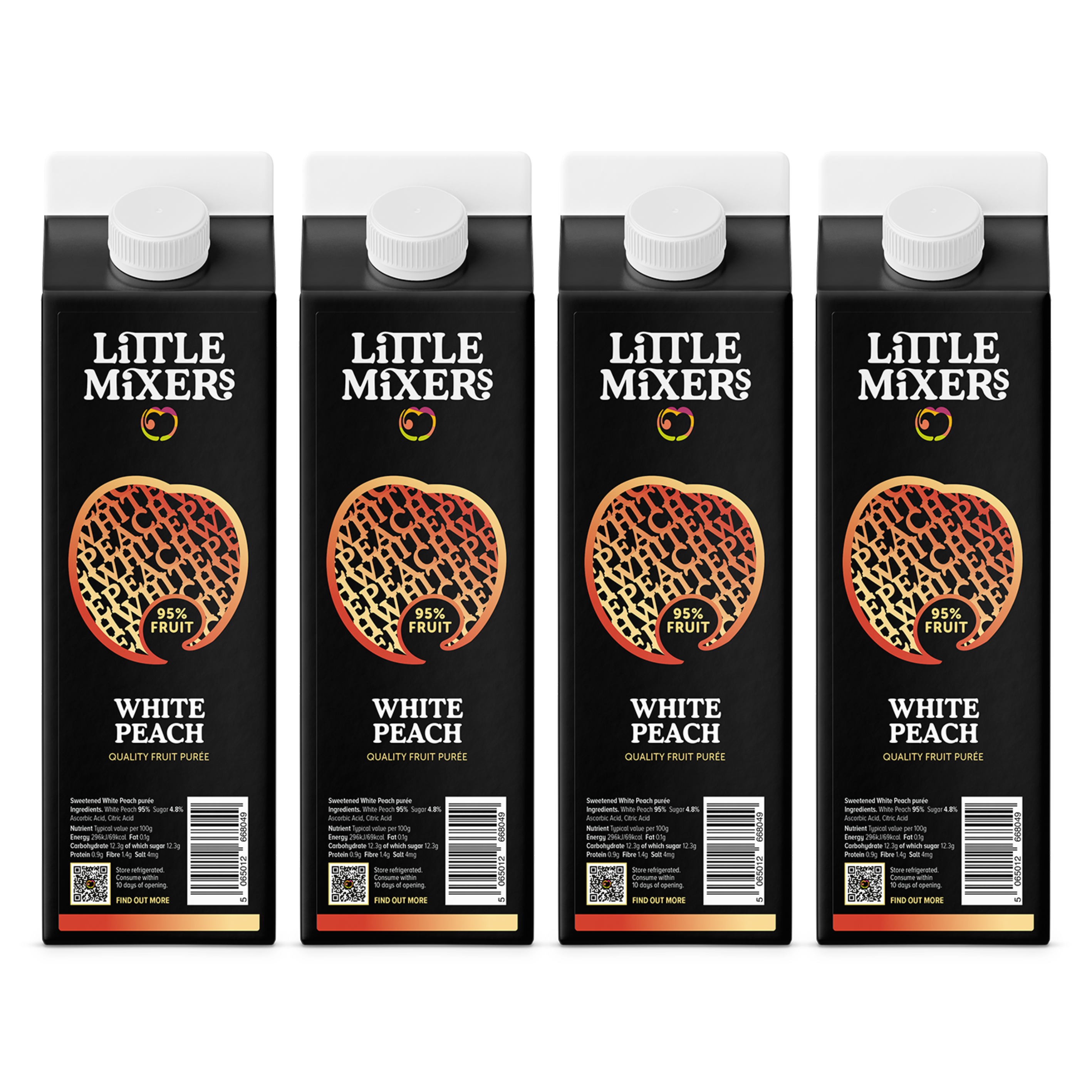 Pure White Peach Purée Mixer - Case of 4 x 1kg - Yumbles.com