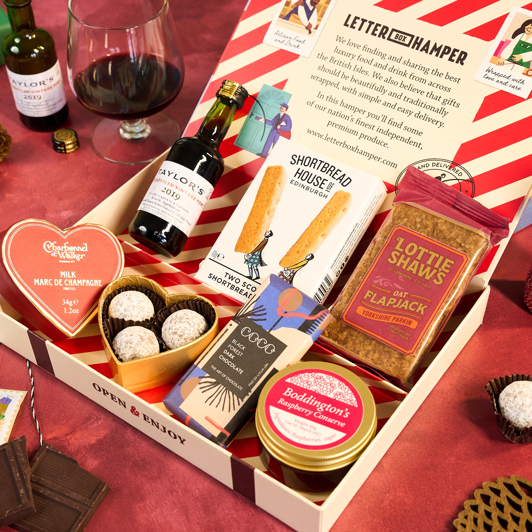 Luxury Christmas Letterbox Hamper with Port & Chocolate Truffles ...