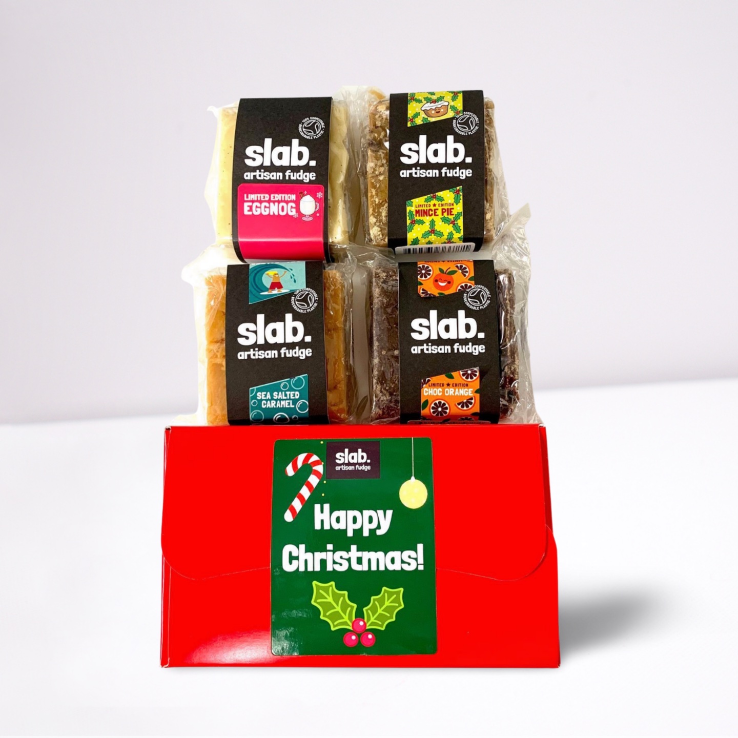 Christmas Core Slabs - 4 Piece Fudge Gift Box - Yumbles.com