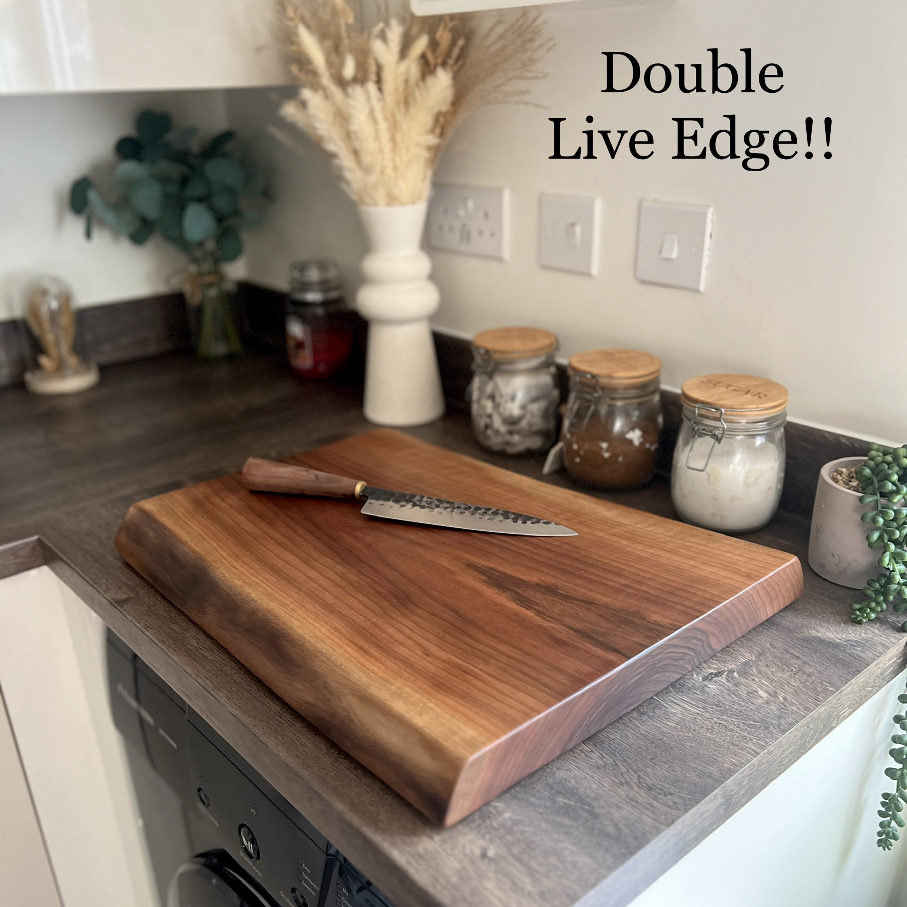 Walnut Live Edge Chopping Block - Thick Walnut Waney Edge Chopping Board - James Martin Style ...