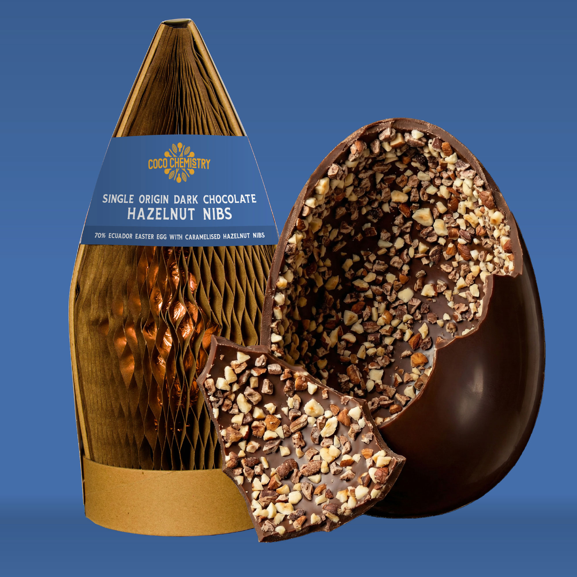 Single Origin Chocolate & Hazelnut Nibs Easter Egg - Yumbles.com