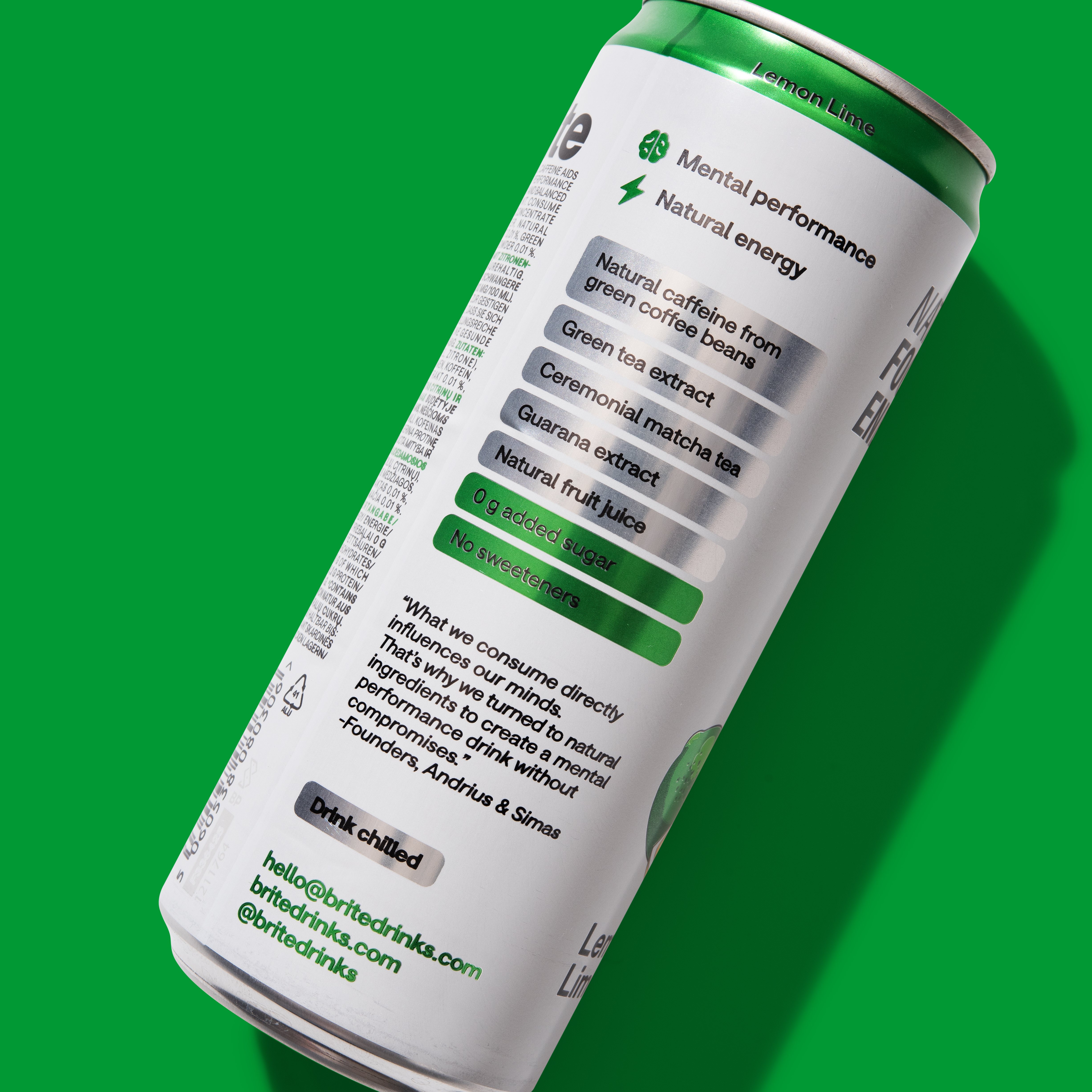 Brite Natural Energy & Focus Drink - Lemon Lime - No Sugar, No ...
